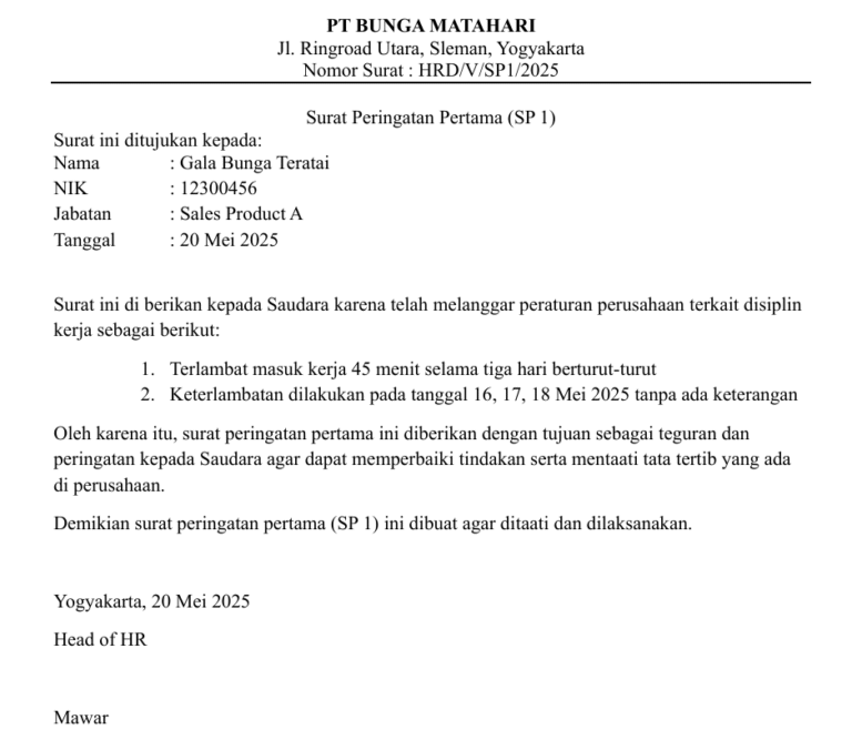 Jenis-Jenis Surat Peringatan Kerja: SP 1 sampai SP 3 - BroadwaysHR